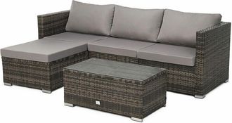 SVITA Svita - Poly-Rattan Lounge queens Canapé Garniture de jardin en rotin Meuble de jardin brun