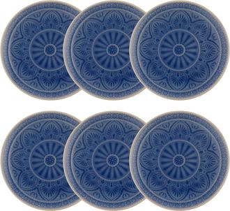 Butlers Teller Ø21cm 6er Teller Set SUMATRA Steinzeug Geschirr | Kuchenteller Frühstücksteller Speiseteller Essteller | Exotisch & gemustert | Mikrowellen- & 