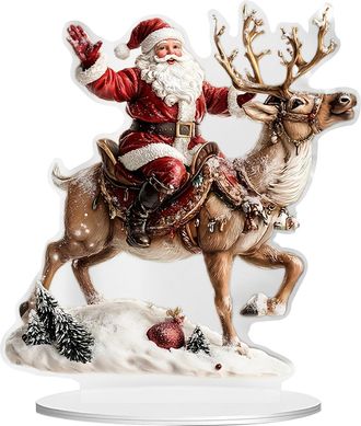 Generic Weihnachtsmann-Schild - Weihnachtsmann Bastelt Tischdekoration, Weihnachtsmann-Bastelarbeiten Weihnachten | 2D-Acryl-Schreibtischdekoration Zum Sammel