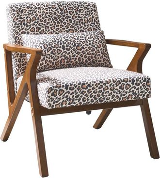 Sweeek Sweeek - Skandinavischer Sessel aus Hevea-Holz mit Leopardenmuster