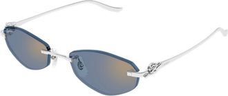 Cartier CT0675S005 Geometric-Frame Sunglasses - Blue
