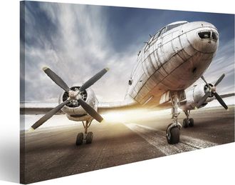 Islandburner Bild Bilder auf Leinwand historisches Flugzeug auf Einer Landebahn wartet auf den Start Wandbild Poster Leinwandbild SAF