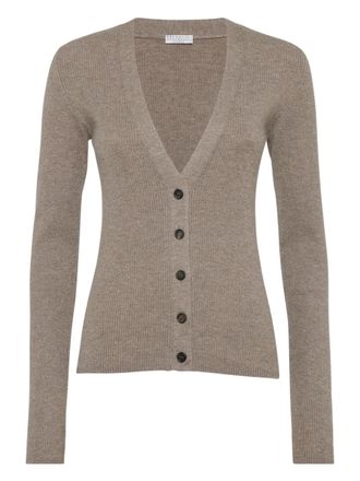 Brunello Cucinelli cardigan à col v - Marron
