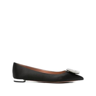 Aquazzura Kristall Hoop Flache Sandalen - - Shoes - Damen - Schwarzk - 37 1/2 EU