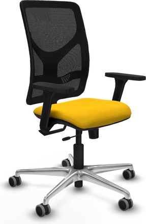 Piqueras y Crespo B&uuml;rostuhl mit weichen R&auml;dern, mit 3D-Armen, h&ouml;henverstellbare Lendenwirbelst&uuml;tze, ausgestattet mit Syncro/Traslack und Schneideschaum, Schwarz/Gelb