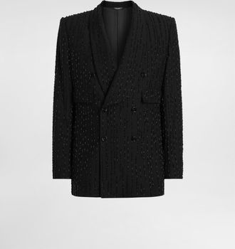 Dolce & Gabbana Double-breasted Sicilia Jacket In Embroidered Virgin Wool - Mann Anz&uuml;ge Und Blazer Mehrfarbig 50
