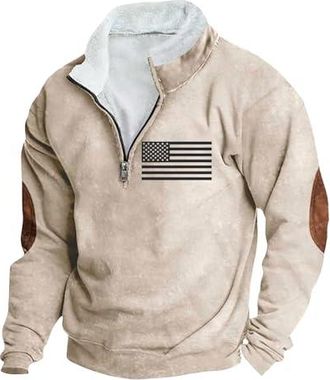 Generic Sweat-shirt en polaire pour homme - Manteau moelleux 2025 - Automne et hiver - Manches longues - Demi-fermeture éclair - Pour homme - Pour la vie quot