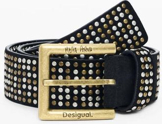 Desigual Masha Popova - Ceinture en cuir clout&eacute; - Noir
