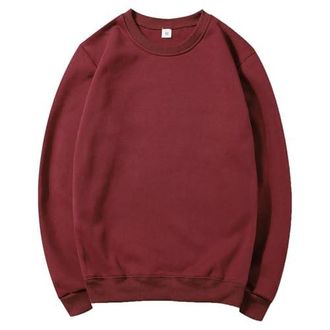 Generic Sweat-shirt à épaules tombantes et col rond surdimensionné à manches longues pour homme, ample, décontracté, couleur unie, bordeaux, XXL