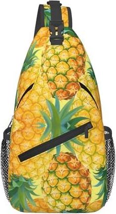 Generic R&eacute;glable Sacoche Homme Bandouliere Art de lananas tropical hawa&iuml;en Sacs &agrave; Bandouli&egrave;re Multifonction Sac &agrave; Dos Militaire pour Homme Femme &eacute;cole