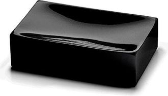 Gedy G-Bangkok Seifenschale, Maße und Gewicht: 2,9 x 10,9 x 6,9 cm & 0,205 kg, aus Kunstharz und Sand, Schwarze Oberfläche, Design R&S