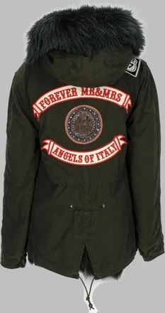 Mr & Mrs Italy Hood and Logo Patch Jacket - Green