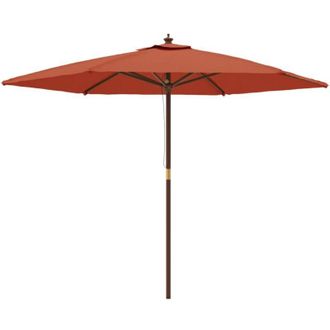 vidaXL Parasol de jardin avec m&acirc;t en bois terre cuite 299x240 cm