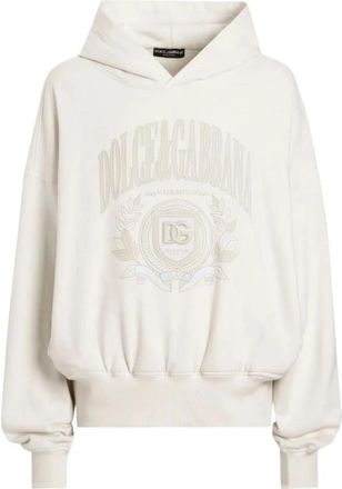 Dolce & Gabbana Homme, Sweatshirts et sweats &agrave; capuche, Blanc, Taille: M Crest Logo Sweat &agrave; capuche