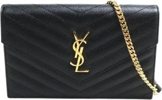 Saint Laurent Pre-owned Cassandra Leather Chain Wallet - Femme - Pre-owned - Noir - Taille: ONE Size