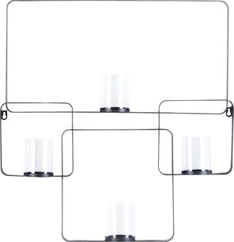Beliani Geometrischer Wandkerzenhalter Metall schwarz 4 Glaszylinder Industrie Palawan
