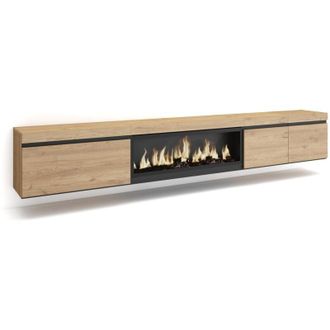 Skraut Home Skraut Home - Meuble tv, Banc T&eacute;l&eacute;, Grand espace de Rangement, 288x45x35 cm, tv grand format, Chemin&eacute;e &eacute;lectrique xxl, Suspendu, Mural, Style