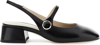 Caf&egrave;noir Escarpins &Agrave; Bride Arri&egrave;re en Cuir Verni avec Accessoire &Agrave; Bouton, pour Femme, Couleur Noir, Taille 39