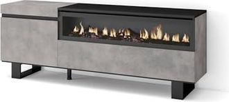 Skraut Home | TV-Schrank, Lowboard | für Wohnzimmer und Esszimmer | 150x57x35cm | Für TV-Geräte bis zu 65 | Elektrokamin. Maße | Industriedesign | Moderner Stil |