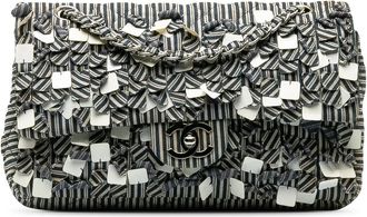 Chanel Hobo Bags - Medium Cotton Striped Double Flap - Gr. unisize - in Blau - f&uuml;r Damen