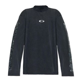 Balenciaga Transparent Tape Shifted Langarm-T-Shirt - - Tops - Herren - Grau - S