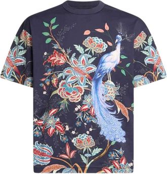 Etro Homme, Tops, Multicolore, Taille: M T-shirt en coton avec imprim&eacute; paon