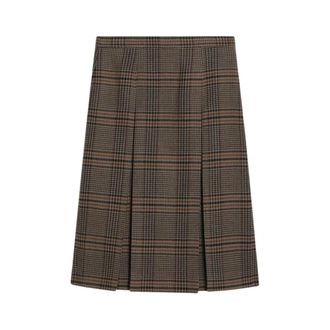 Saint Laurent Midi-Rock aus Prince of Wales-Wolle und Kaschmir - - Skirts - Damen - Braun - M