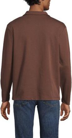Lands End Supima Langarm-Poloshirt mit offenem Kragen, Herren, Gr&ouml;&szlig;e:44-46 regular, Braun, Baumwolle, by Lands End