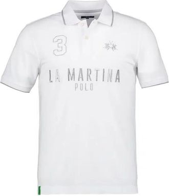 La Martina Herren Polo-Shirt wei&szlig; Baumwoll-Piqu&eacute;