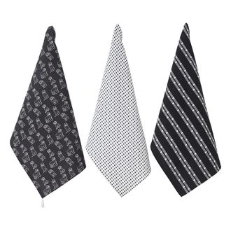 Penguin Home Geschirrt&uuml;cher aus recycelter Baumwolle, umweltfreundlich, nachhaltig, einfarbig, Bedruckt, mit Quasten an beiden Ecken, Gr&ouml;&szlig;e: 50 x 70 cm, Farbe: Wei