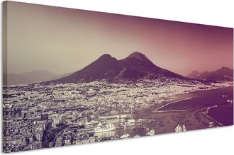 Paul Sinus Art 120x40cm Panoramabild auf Leinwand Stadt Napoli (Neapel) Sonnenuntergang