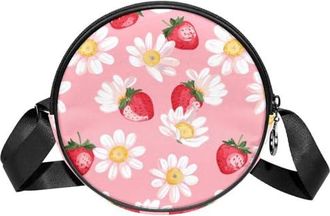 Generic Petit sac &agrave; bandouli&egrave;re circulaire pour femme, petit sac &agrave; bandouli&egrave;re avec fermeture &eacute;clair, bretelles r&eacute;glables, sac &agrave; main rond d&eacute;contract&eacute; pour fe
