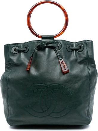 Chanel Shopper - CC Lambskin Tortoise Ring Drawstring Tote - Gr. unisize - in Gr&uuml;n - f&uuml;r Damen