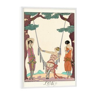 artboxONE Poster mit weißem Rahmen 18x13 cm Floral George Barbier - Sommer - Bild jugendstil Fashion floral
