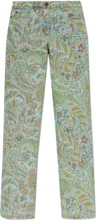 Etro Femme, Jeans, Bleu, Taille: W28 Jean &Eacute;vas&eacute; avec Motif Cachemire V&eacute;g&eacute;tal