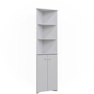 Vicco Badschrank Fynn, Wei&szlig;, 51.5 x 175 cm Eckschrank mit 2 T&uuml;ren Vicco