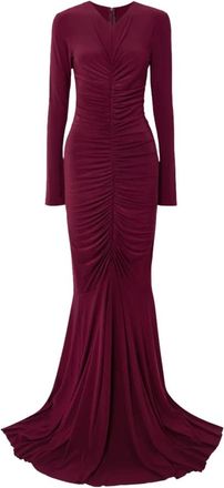 Norma Kamali Femme, Robes, Rouge, Taille: 38 FR Ruched Jersey Fishtail Gown