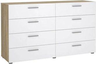 Dmora Kommode Solene, Wohnzimmerbuffet, Wohnzimmer-Sideboard, Moderne K&uuml;chen-Speisekammer, 140x40 h82 cm, Eiche und Wei&szlig;