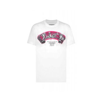Philipp Plein Rundhals-T-Shirt Neon Gothic Banner - - Tops - Herren - Wei&szlig; - L