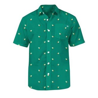 Generic Chemise hawa&iuml;enne pour homme - Tr&egrave;fle vert - Imprim&eacute; tr&egrave;fle - Manches courtes - Style d&eacute;contract&eacute; - Motif floral - Cadeau irlandais amusant, a-vert, X