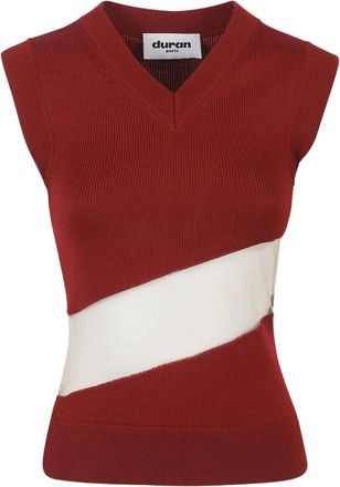 Duran Lantink d&eacute;bardeur nervur&eacute; &agrave; rayures diagonales - Rouge