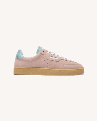 Faguo Baskets cuir su&egrave;de rose gris&eacute;