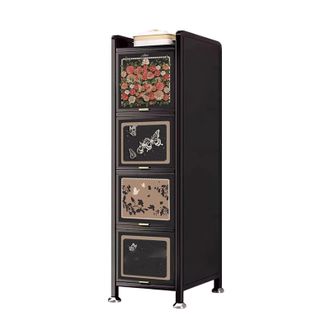 Generic Schmaler Aufbewahrungswagen Mit Klappdeckel,Schmaler Spaltwagen Aus Kohlenstoffstahl,Badezimmer-Organizer-Schrank,Versteckte Schrankt&uuml;r,for Schmale W&auml;