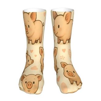 Generic Bandes Dessinées Kawaii Cochons Mignons Chaussettes Rigolotes Respirantes Crew Socks Antibactérien Chaussettes Pour Adulte Femme Course 40Cm