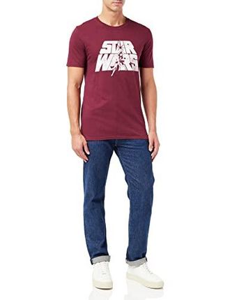 Star Wars T-Shirt avec Logo rétro pour Homme, Rouge (Bordeaux), Taille XXL