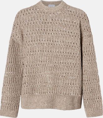Brunello Cucinelli Pullover aus Leinengemisch mit Pailletten