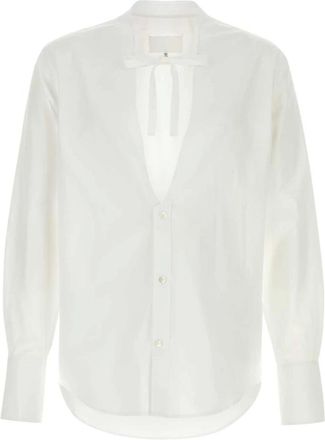 Maison Margiela Homme, Chemises, Blanc, Taille: L V-Neck Poplin Shirt
