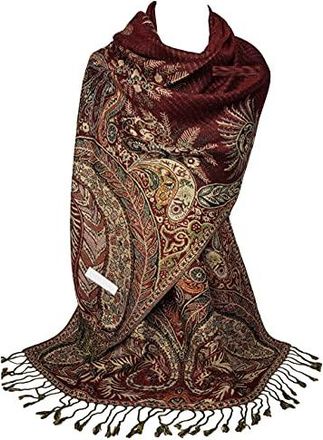 GFM &Eacute;charpe ch&acirc;le style pashmina motif florale - Phoenix Rouge - (PASH-Pnx-VLL)