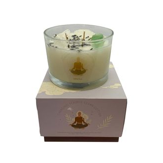 Adorist 3 Docht Duftkerze aus Sojawachs mit Kristallen Charging Source Clean Cotton zum Durchatmen & neue Kr&auml;fte Tanken