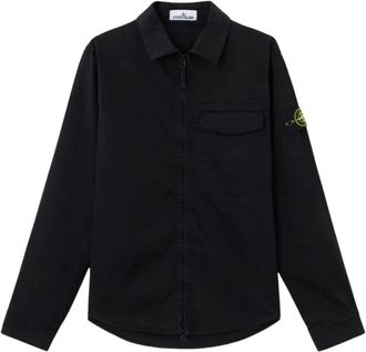 Stone Island Homme, Vestes, Noir, Taille: 3XL Chemise &agrave; poche zipp&eacute;e